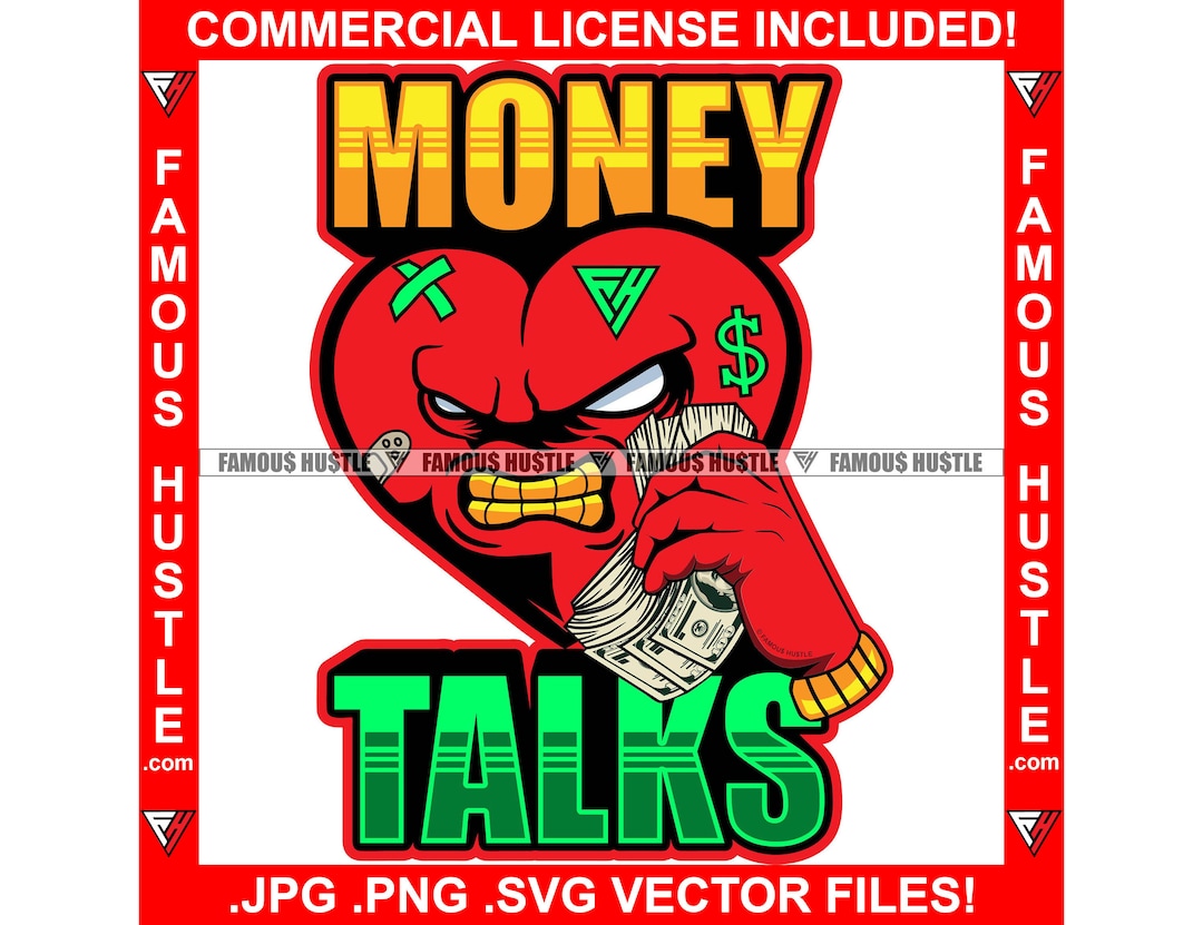 Money Talks Gangster Hustle Heart Gold Teeth Talking Cash Phone Dollar ...