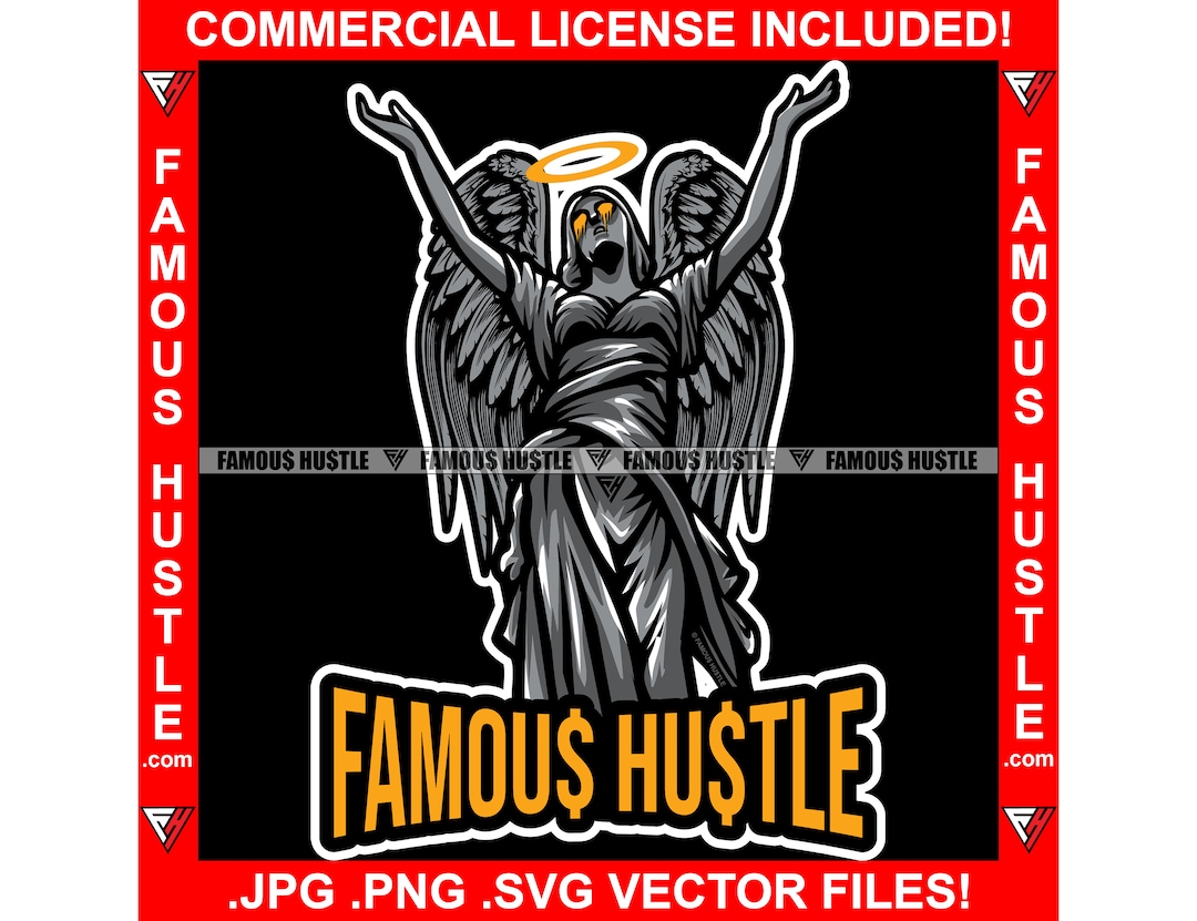 Famous Hustle Angel Statue Wings Gold Halo Hustling God Cash Money Cash ...