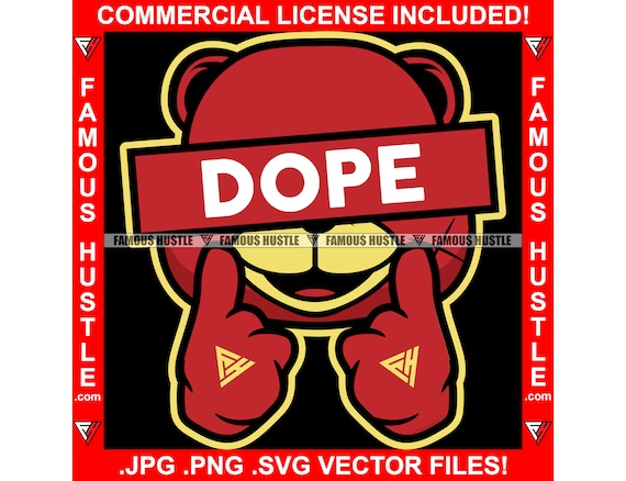 Hustle Teddy Bear Dope Sign Covering Eyes Fingers Pointing - Etsy