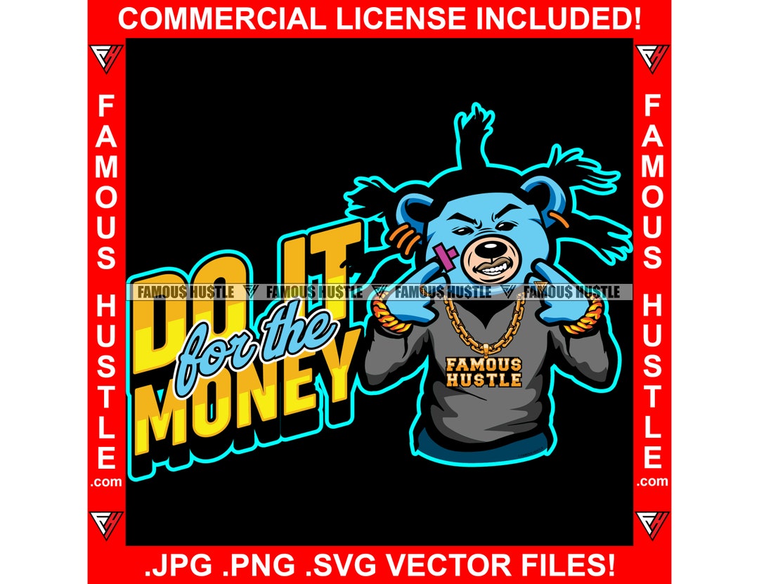 Do It for the Money Gangster Teddy Bear Dreads Gang Sign Jewelry Trap ...