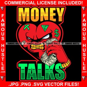 Money Talks Gangster Hustle Heart Gold Teeth Talking Cash Phone Dollar ...