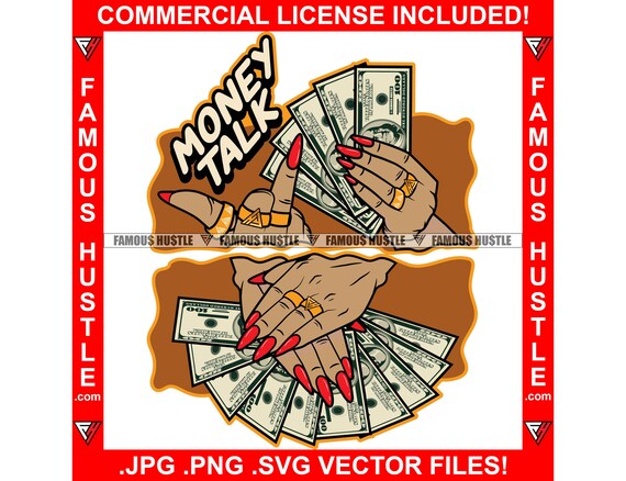 Money Talks Hustle Woman Hand Holding Cash Middle Finger Gold - Etsy