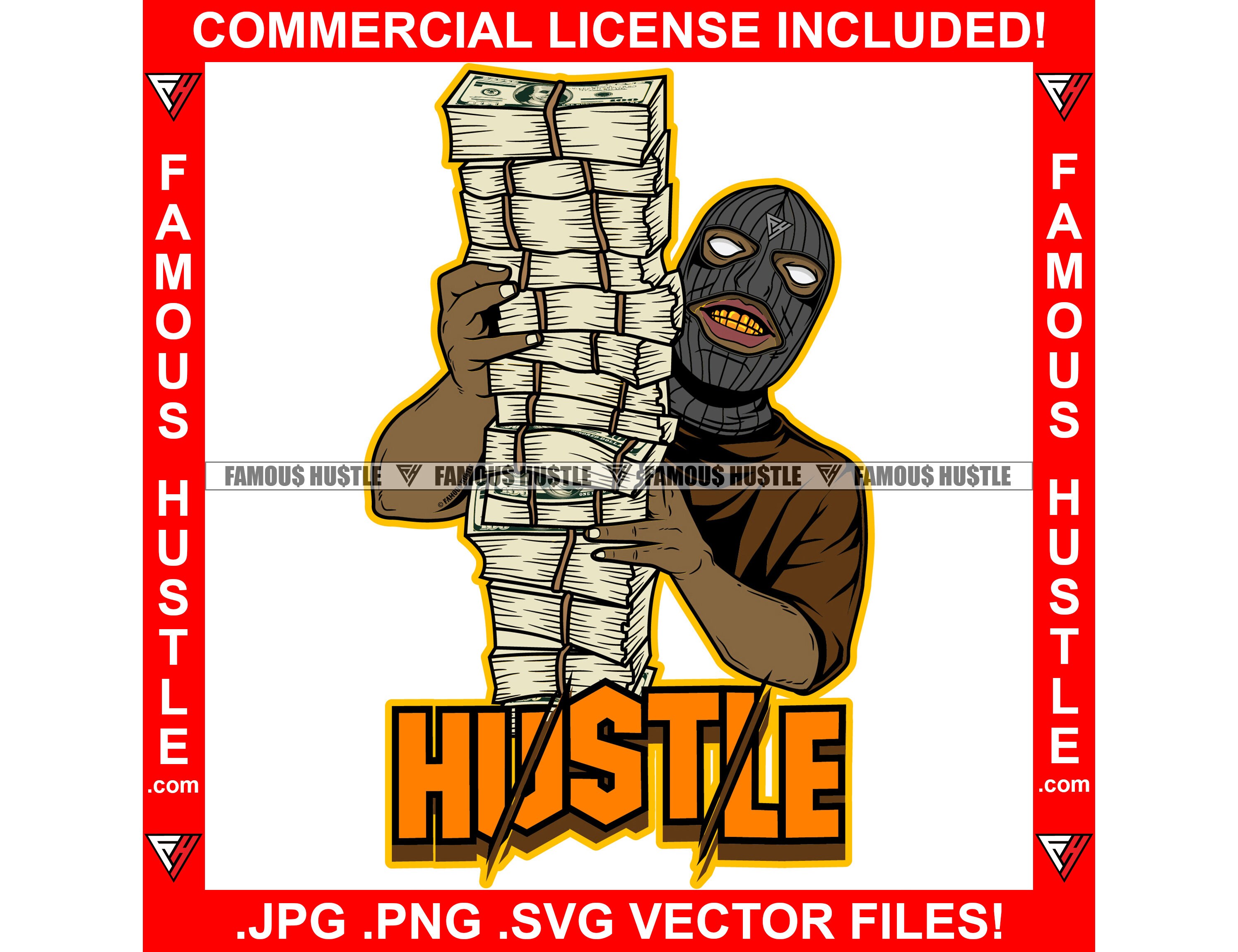 Hustle Gangster Ski Mask Huge Cash Money Stack Gold Teeth | Etsy
