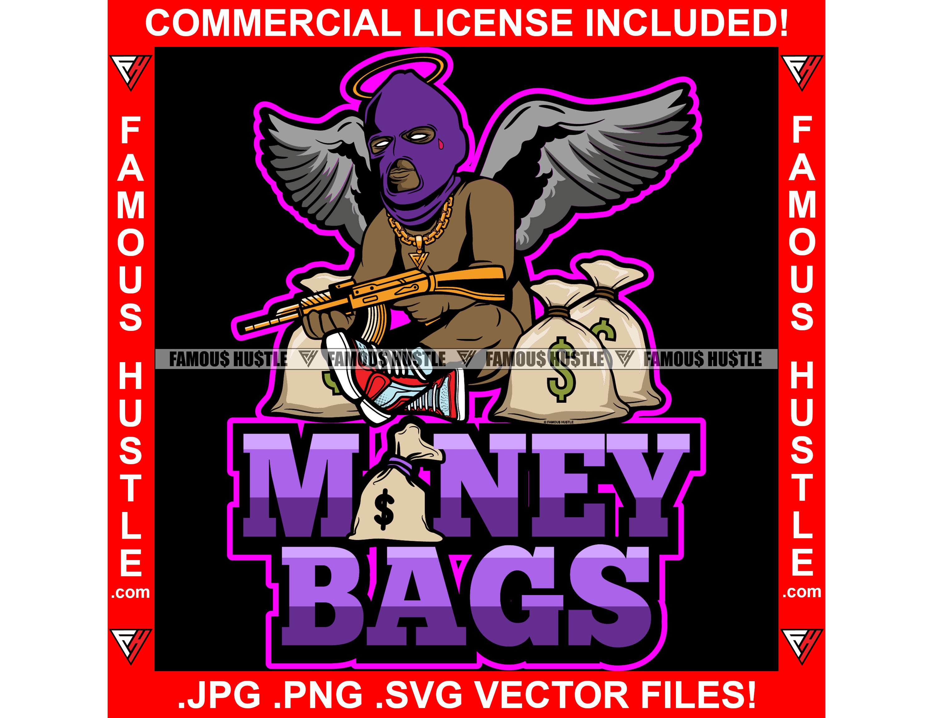 Money Bags Gangster Baby Ski Mask Angel Wing Halo Machine Gun | Etsy