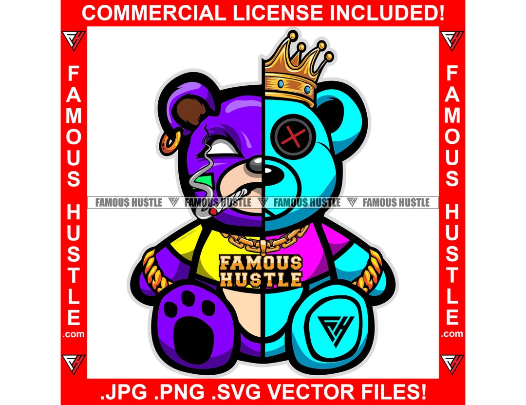Famous Hustle Gangster Two Face Teddy King Smoking Gold Chain Necklace ...