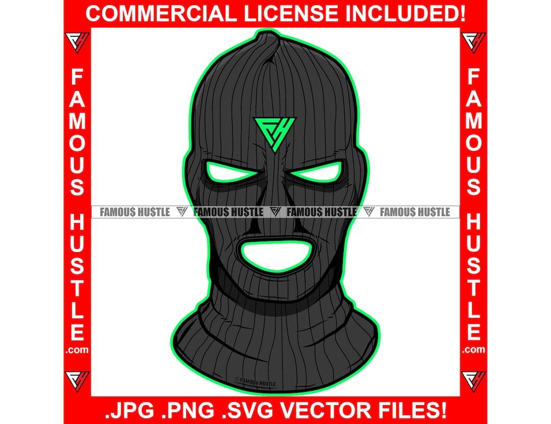 Gangster Ski Mask Glowing Green Slime Eyes Street Savage Trap Plug Hood ...
