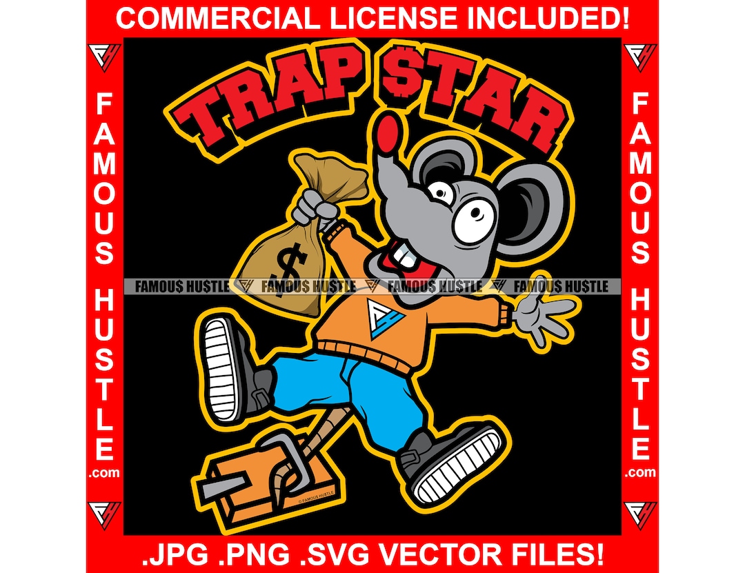Trap Star Gangster Mouse Trap Rat Cash Money Bag Ghetto Hustle Rap Hip ...