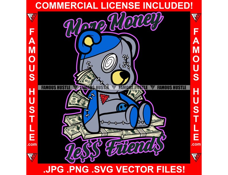 More Money Less Friends Gangster Teddy Bear Scar Face Toy Torn Broken ...