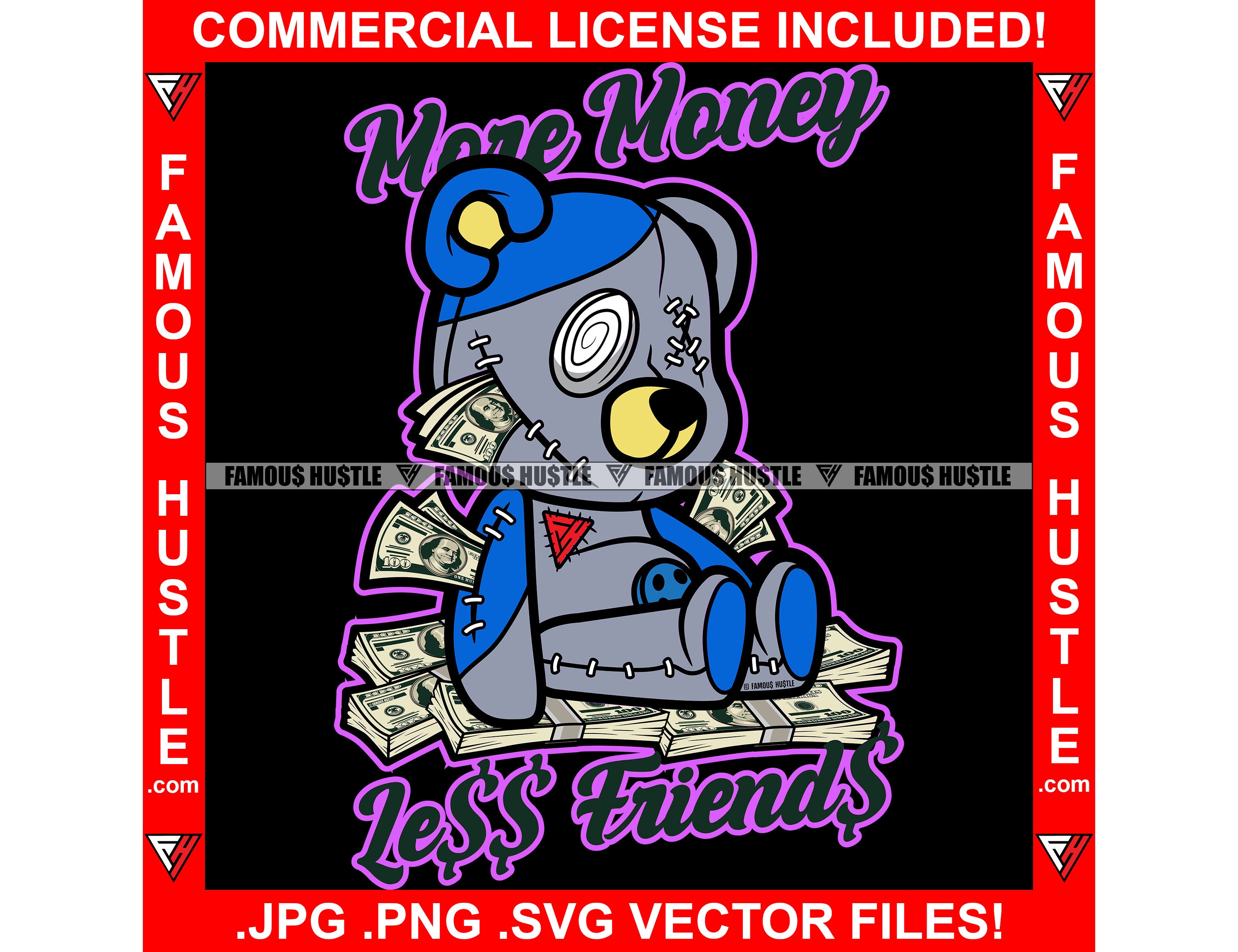 More Money Less Friends Gangster Teddy Bear Scar Face Toy Torn Broken ...