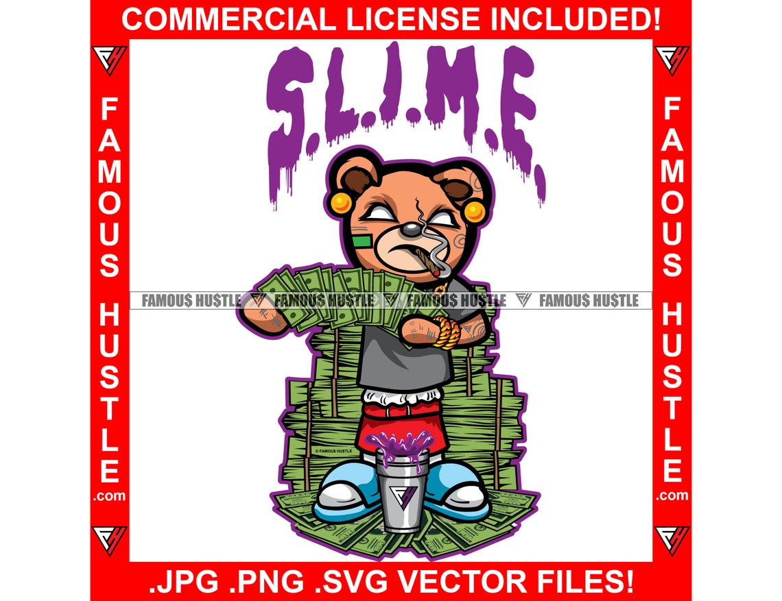 S.L.I.M.E Slime Gangster Teddy Bear Money Spread Cash Stack - Etsy