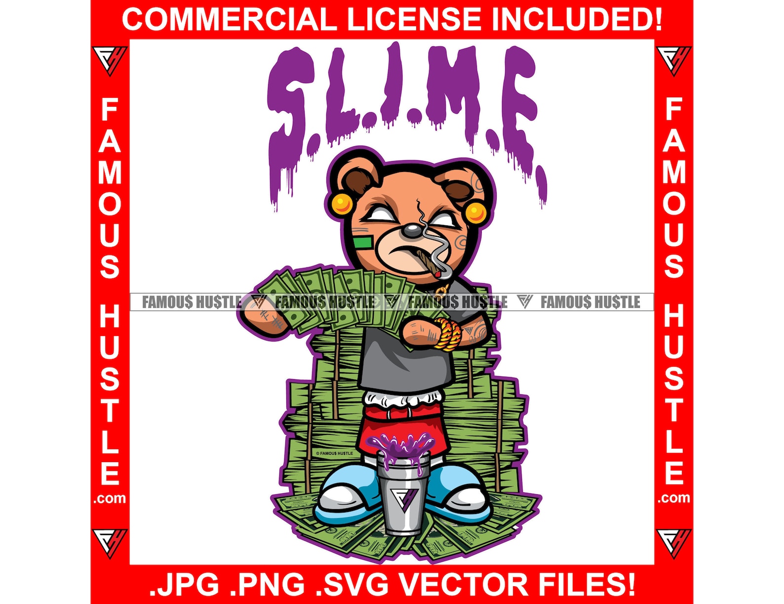 S.L.I.M.E Slime Gangster Teddy Bear Money Spread Cash Stack - Etsy