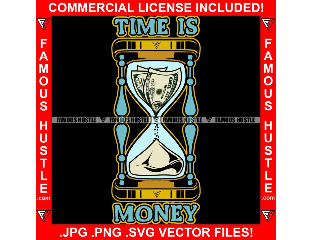 Time is Money 100 Dollar Bills Cash Sand Tattoo Hip Hop Rap Plug Thug ...