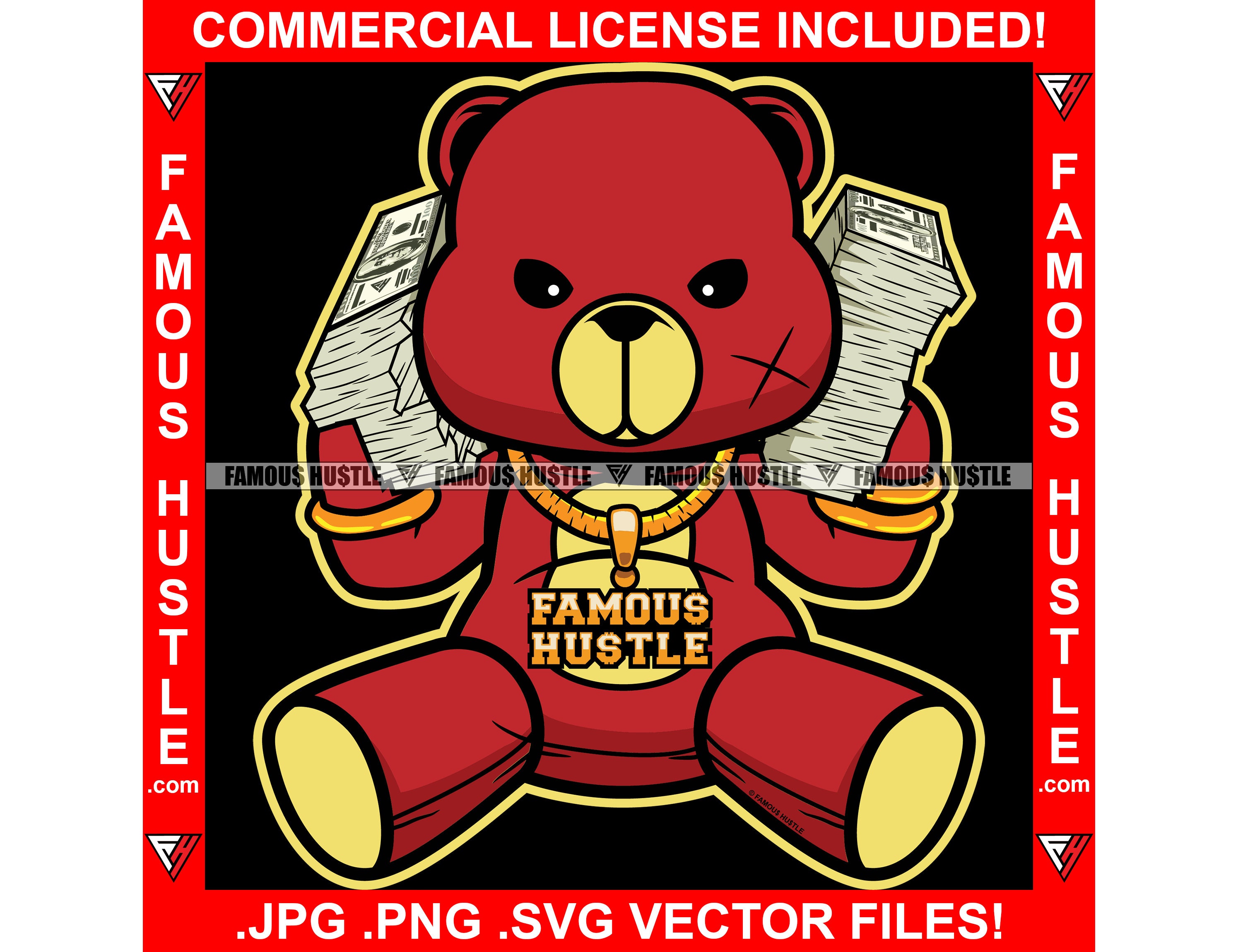 Gangster Teddy Bear Gold Necklace Chain Money Stacks Cash Phone Rich ...