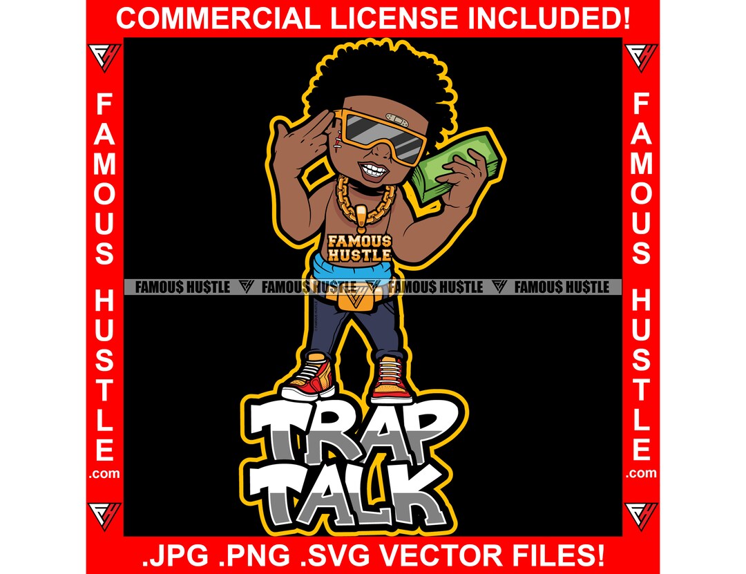 Trap Talk Hustle Gangster Killer Scar Face Staples Head Cash Money ...