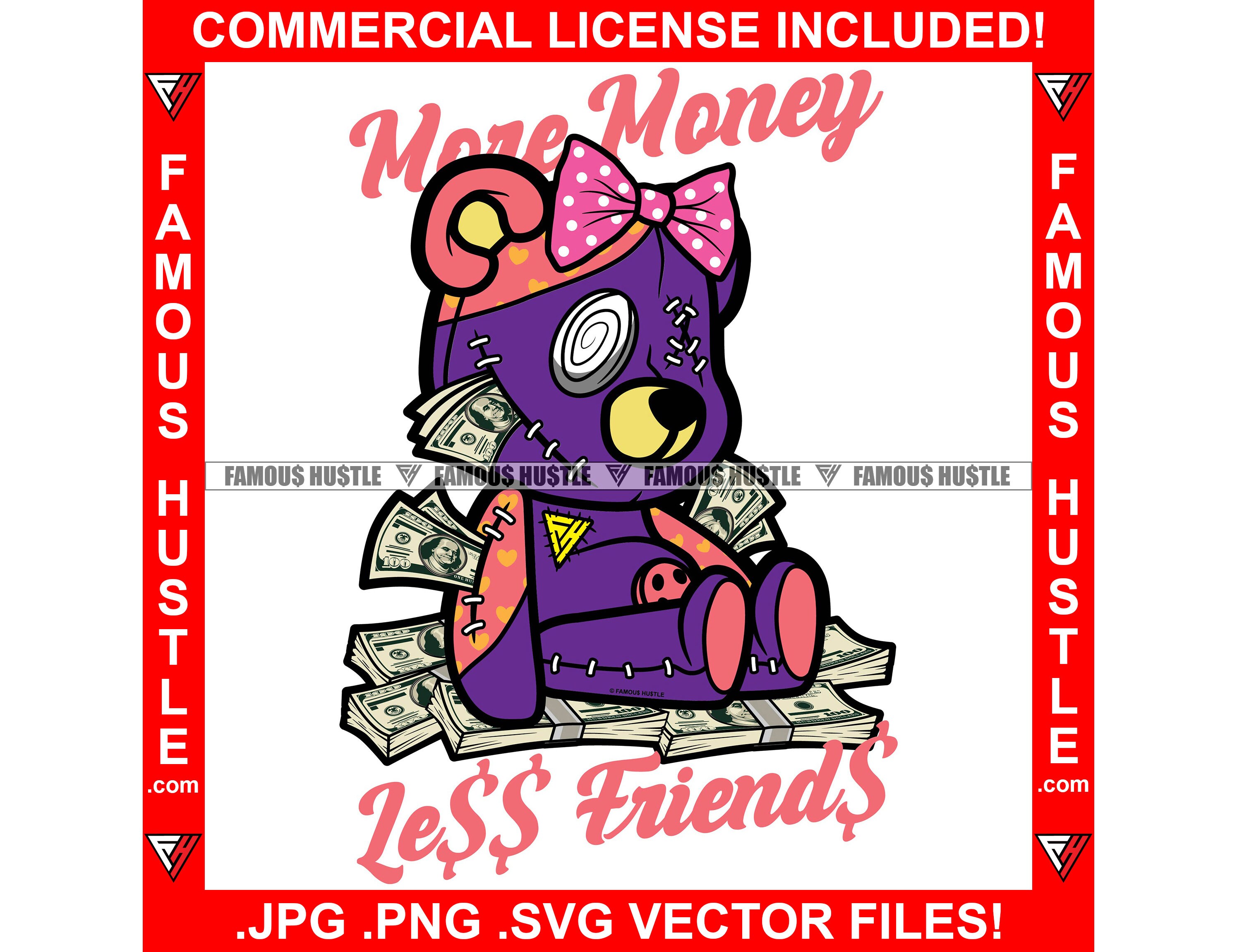 More Money Less Friends Hustle Teddy Bear Cash Money Falling - Etsy