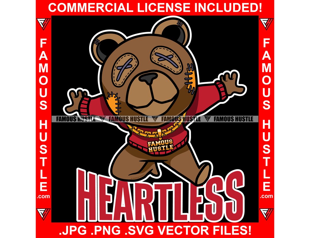 Heartless Gangster Teddy Bear Eye Patch Gold Necklace No Heart Savage ...