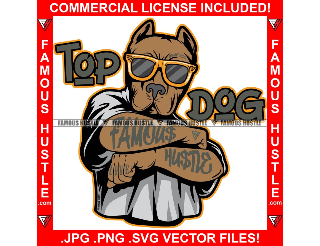 Top Hond Beroemde Hustle Gangster Pitbull Hond Gouden Zonnebril Tattoo ...
