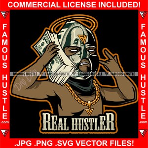 Real Hustler Gangster Baby Money Ski Mask Cash Stack Phone Gold Chain ...