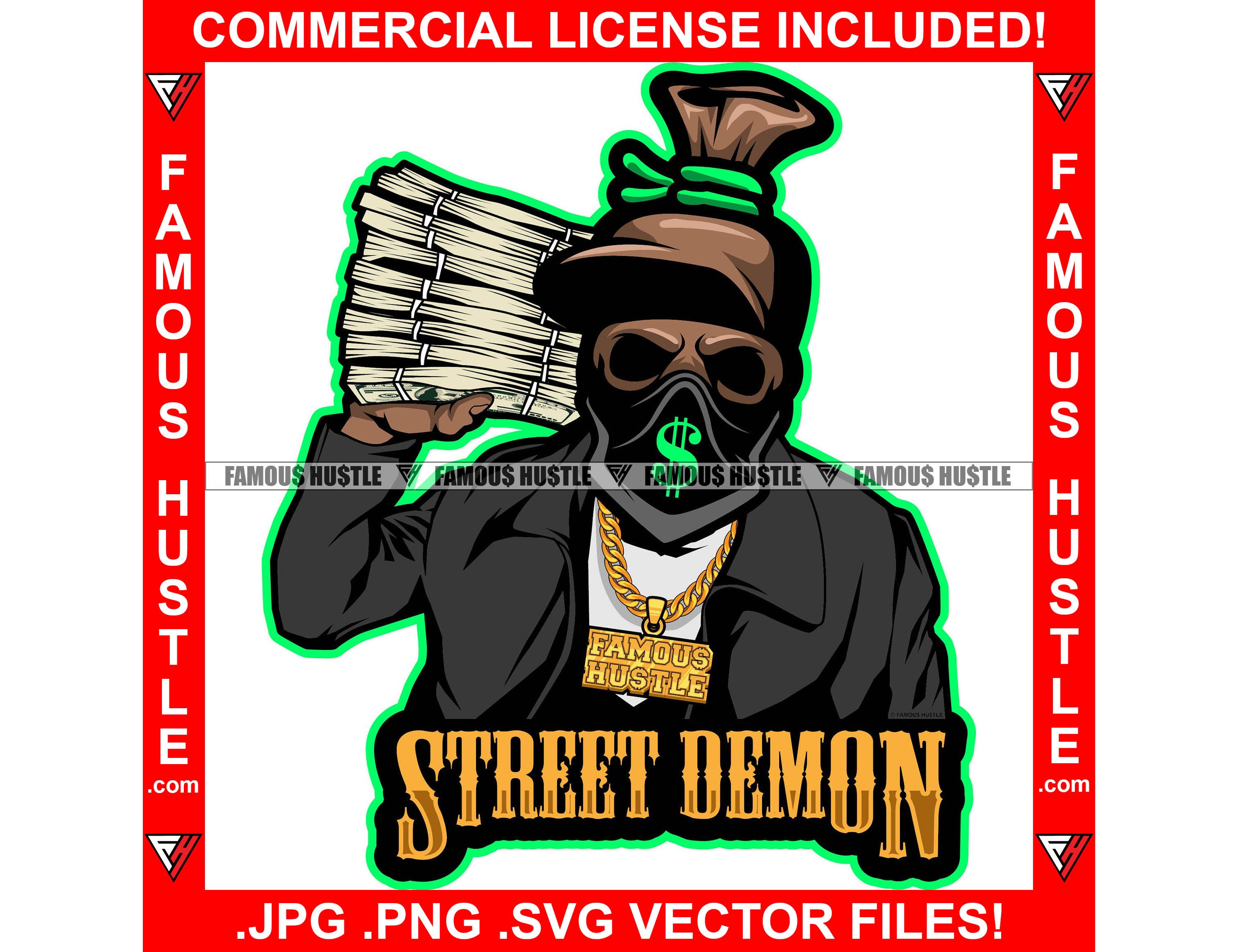 Street Demon Gangster Money Bag Dollar Sign Burglar Mask Cash - Etsy