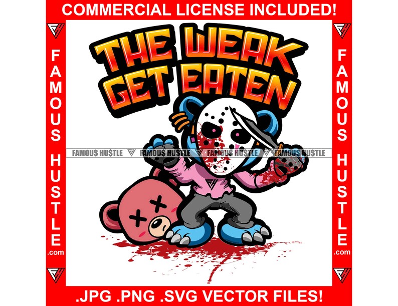 The Weak Get Eaten Gangster Killer Teddy Bear Hockey Mask - Etsy