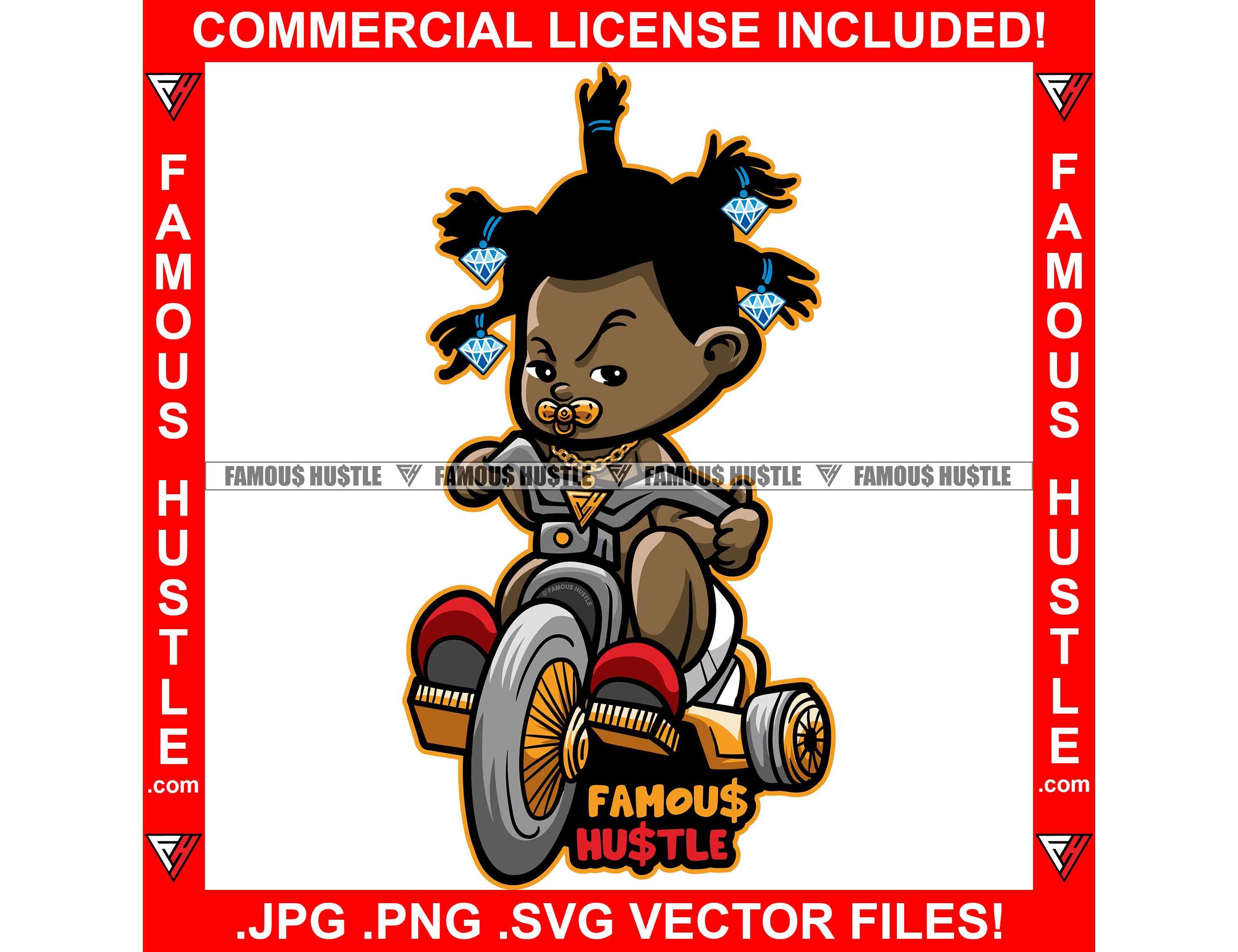 Gangster Baby Diamond Dread Tricycle Gold Pacifier Necklace Famous ...