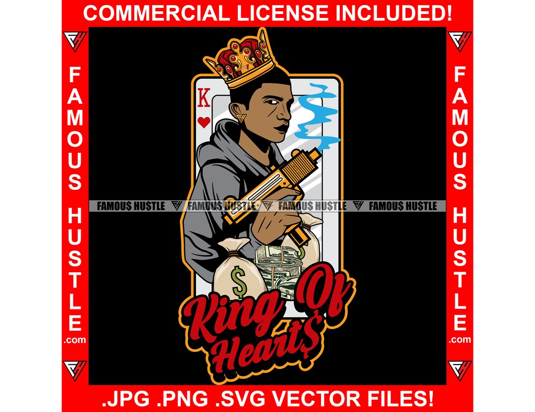 Gangster King Hearts Playing Card Machine Gun Cash Money Bag - Etsy