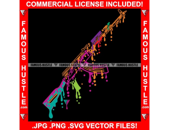 AK-47 Machine Gun Dripping Multi Color Drip Gangster Art | Etsy