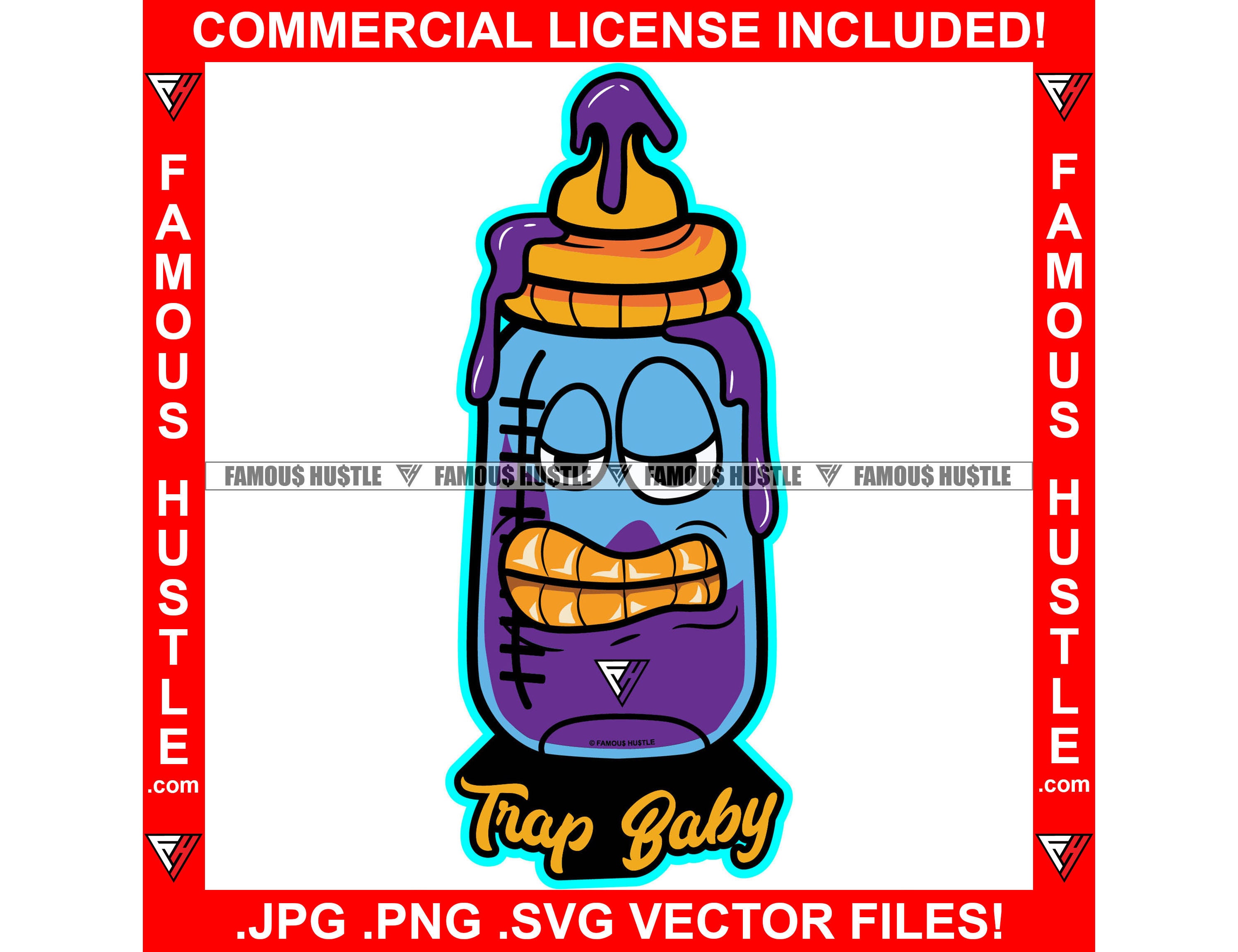 Trap Baby Bottle Purple Lean Dripping Gold Teeth Cartoon - Etsy