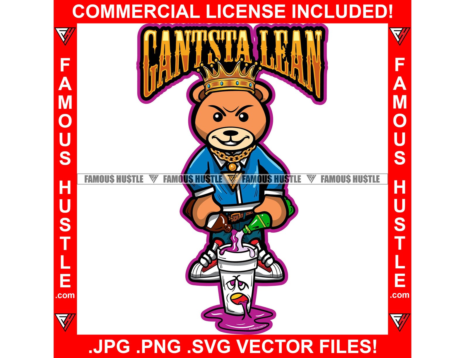 Gangsta Lean Gangster Teddy Bear King Crown Chain Necklace - Etsy