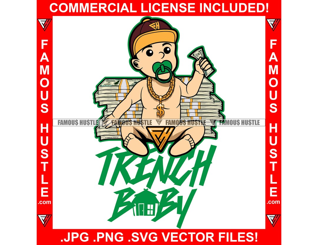 Trench Baby Pacifier Diaper Gangster Boy Gold Chain Cash Money Hat ...