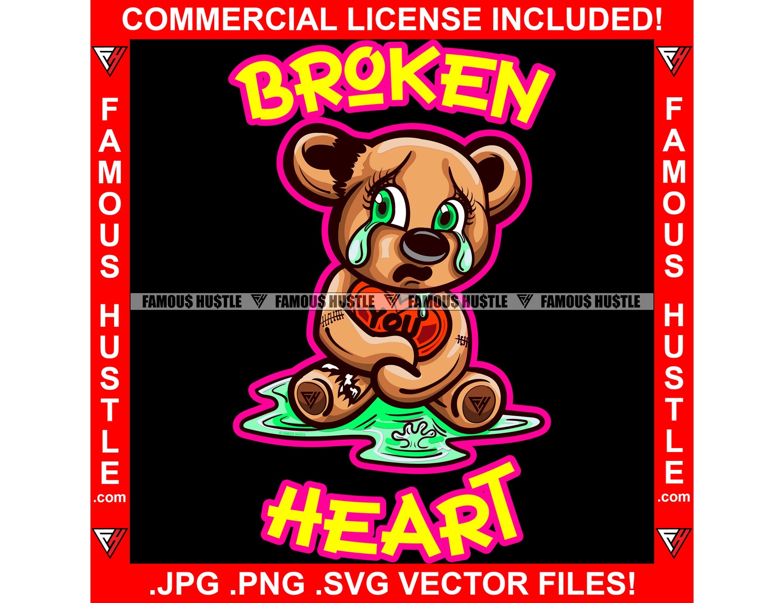 Broken Heart Female Crying Tear Puddle Sad Teddy Bear Tears - Etsy