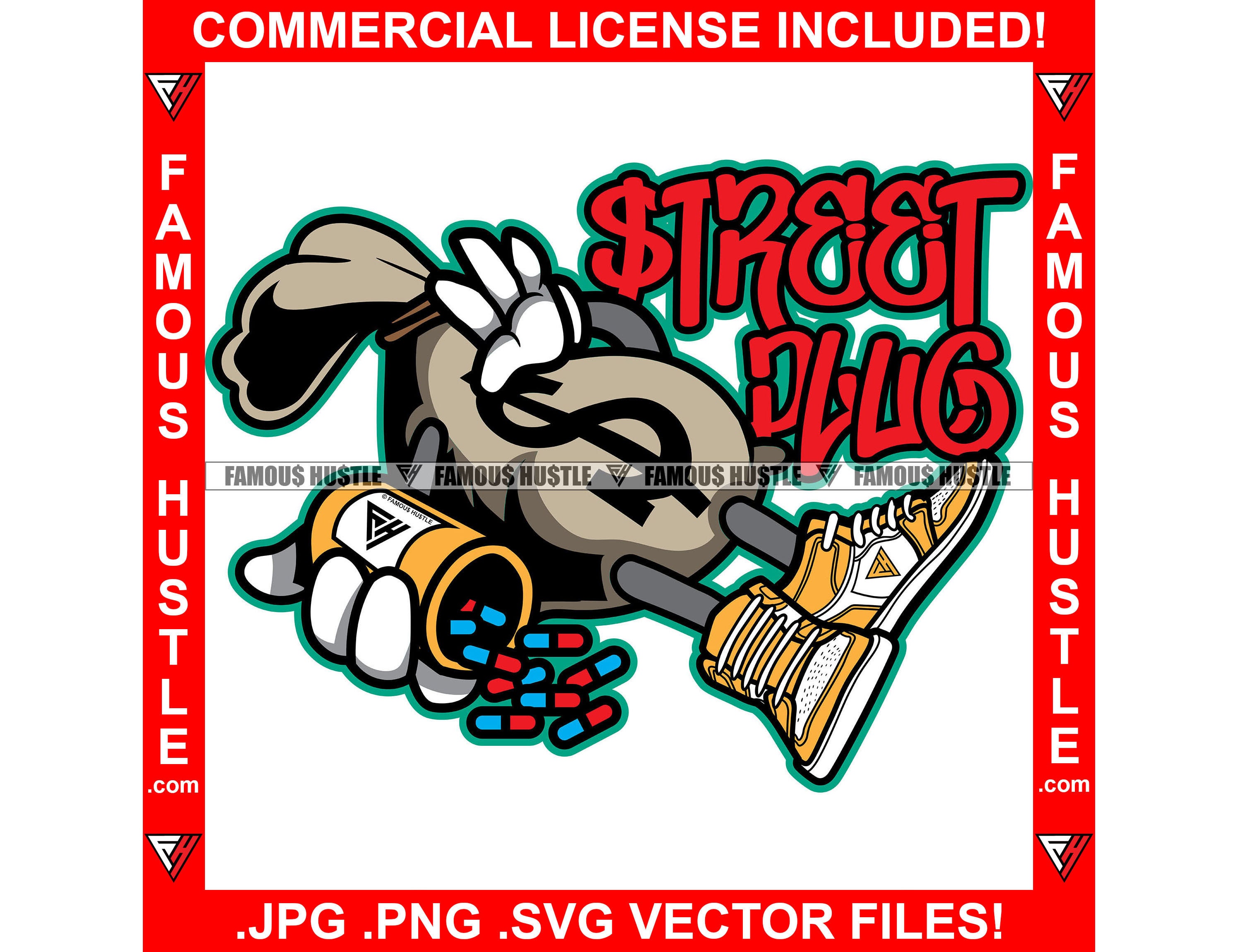 Pill Bottle Cartoon Character Street Drug Dealer Gangster - Etsy