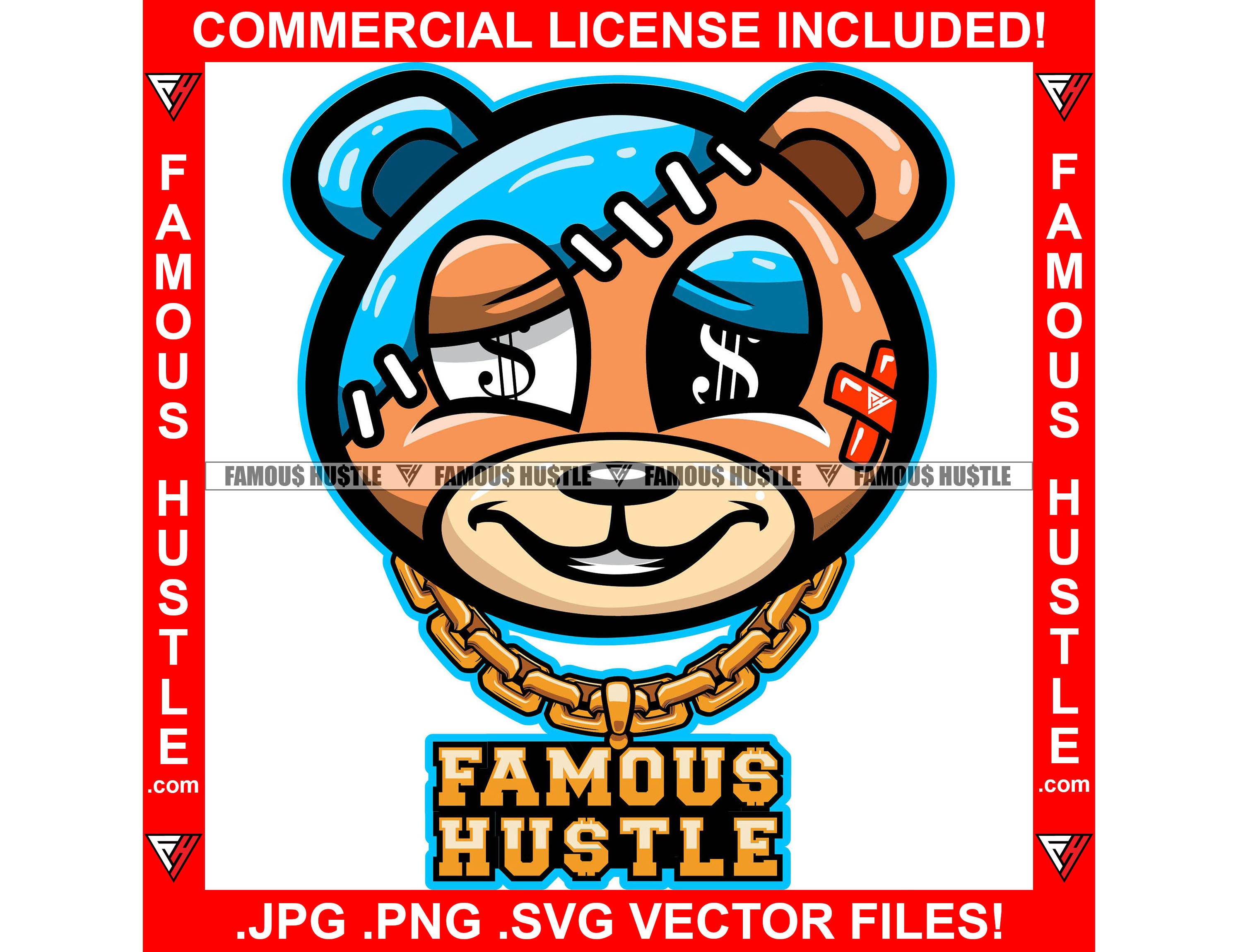 Cute Hustle Teddy Bear Face Sleepy Dollar Sign Eye Stitches - Etsy