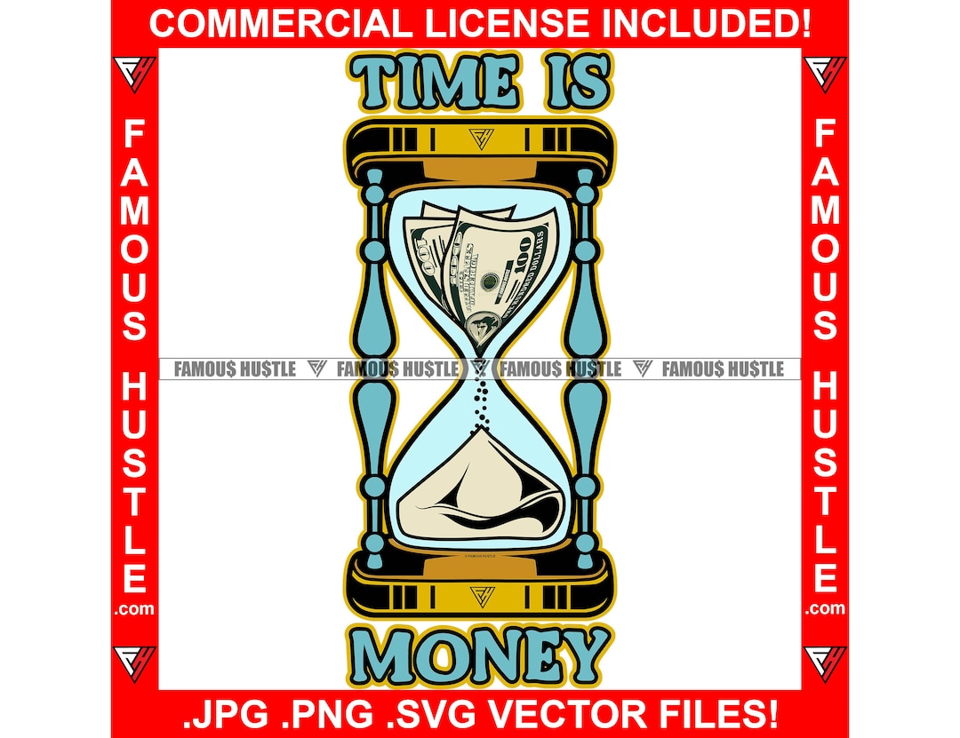 Time is Money 100 Dollar Bill Cash Sand Tattoo Hip Hop Rap Plug Thug ...