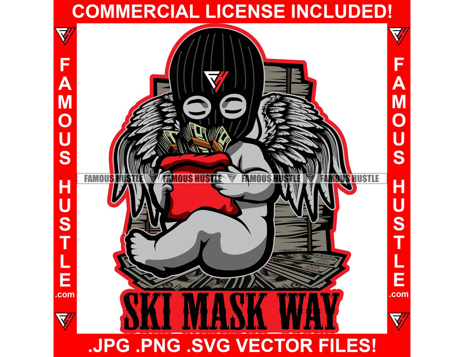 Gangster Baby Angel Ski Mask Way Money Stack Cash Bag Savage - Etsy