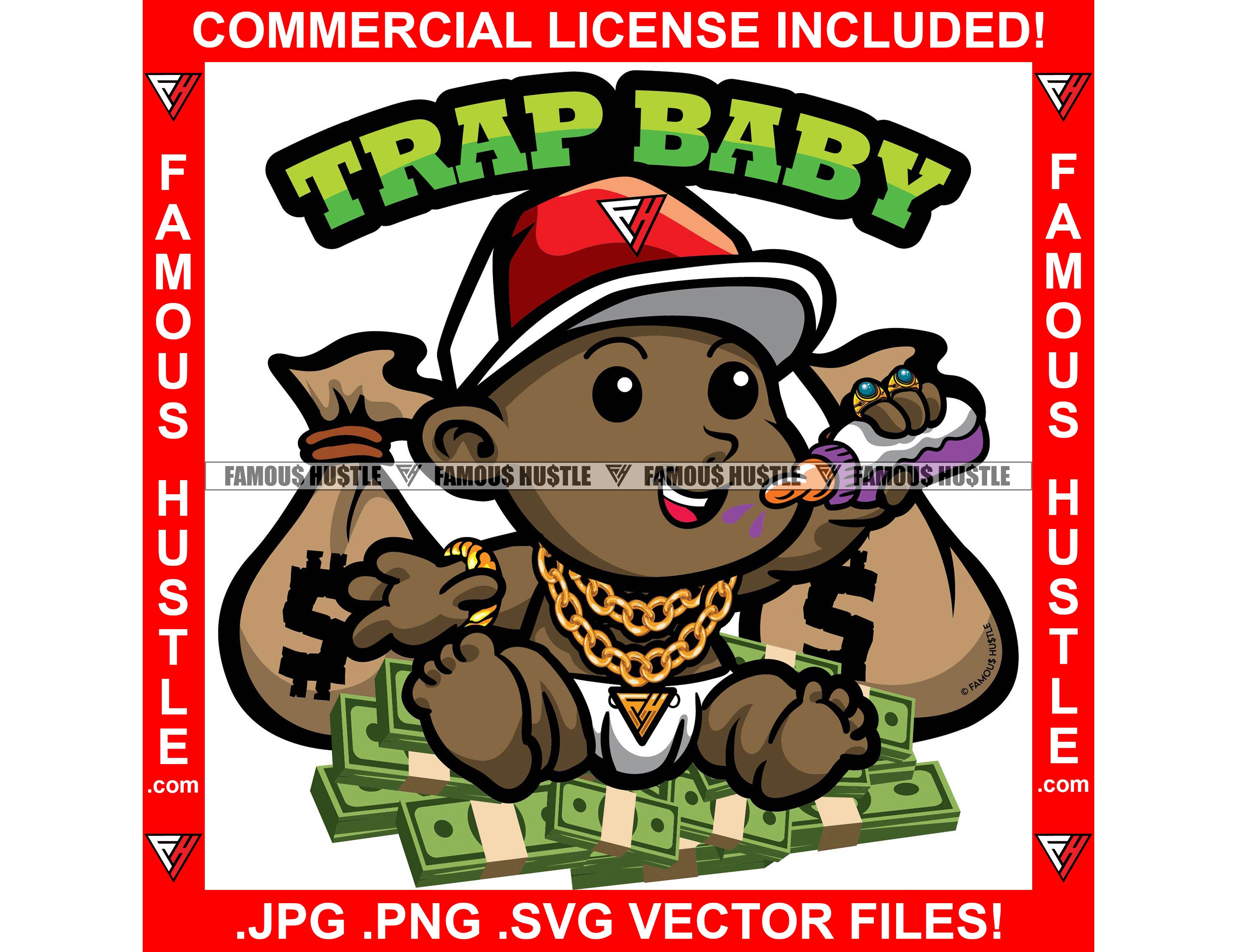 Trap Baby Gangster Gold Necklace Cash Money Bag Lean Purple - Etsy