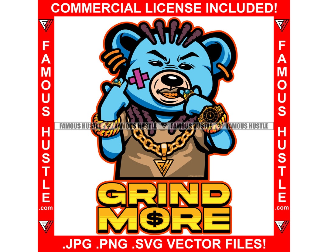 Grind More Gangster Teddy Bear Corn Row Hair Showing Gold Teeth Thug ...