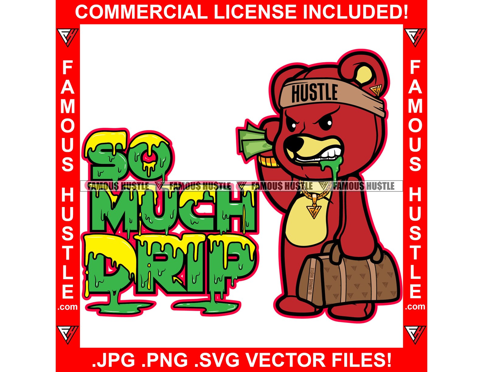 So Much Drip Famous Hustle Teddy Bear Dripping Cash Money - Etsy