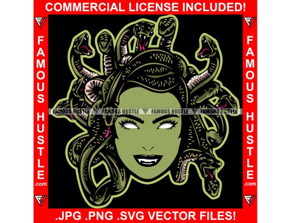Medusa Greek Face Head Mythology Snake Hair Tattoo Goddess - Etsy