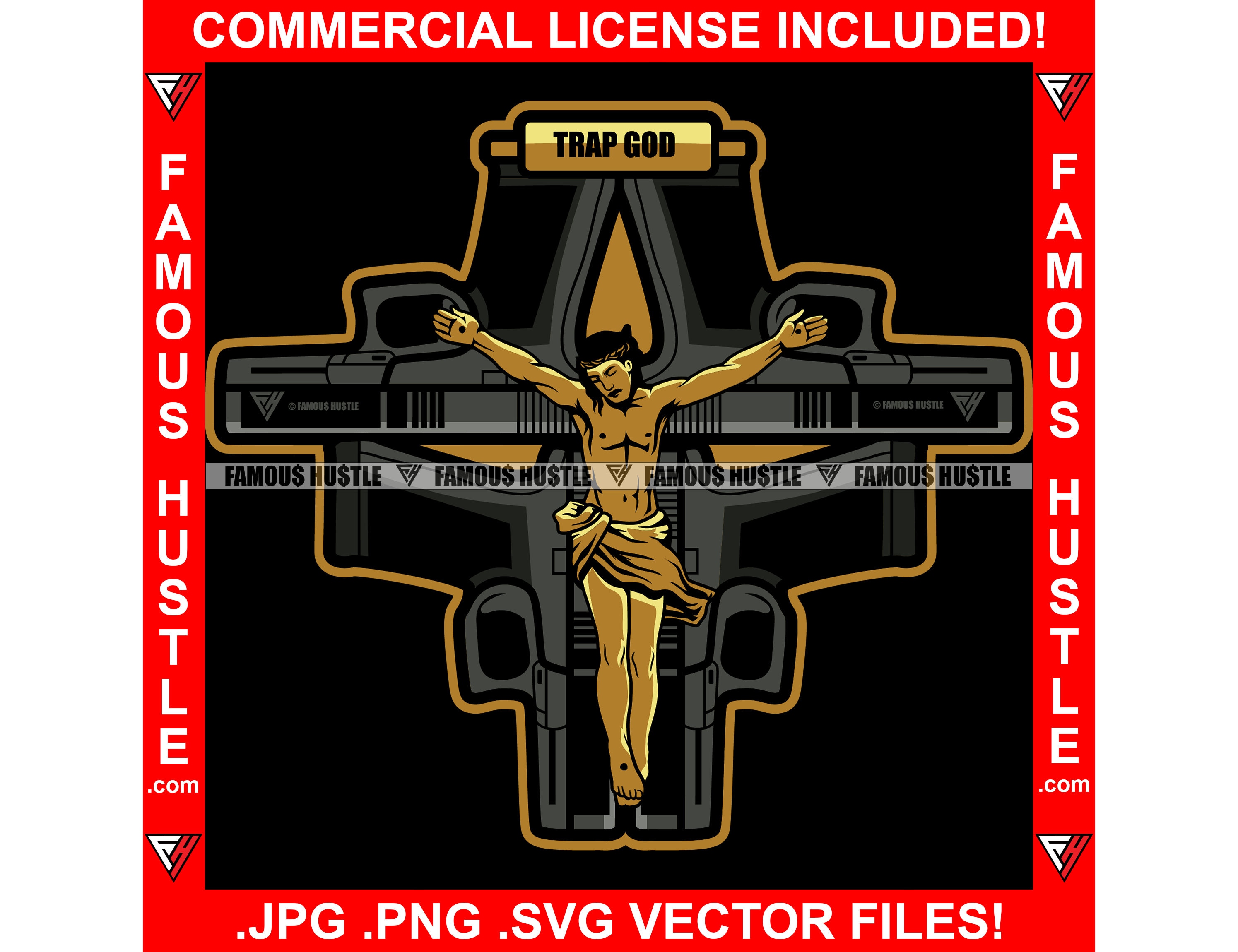 Trap God Gold Jesus Statue Crucified to Guns Illegal Cash - Etsy