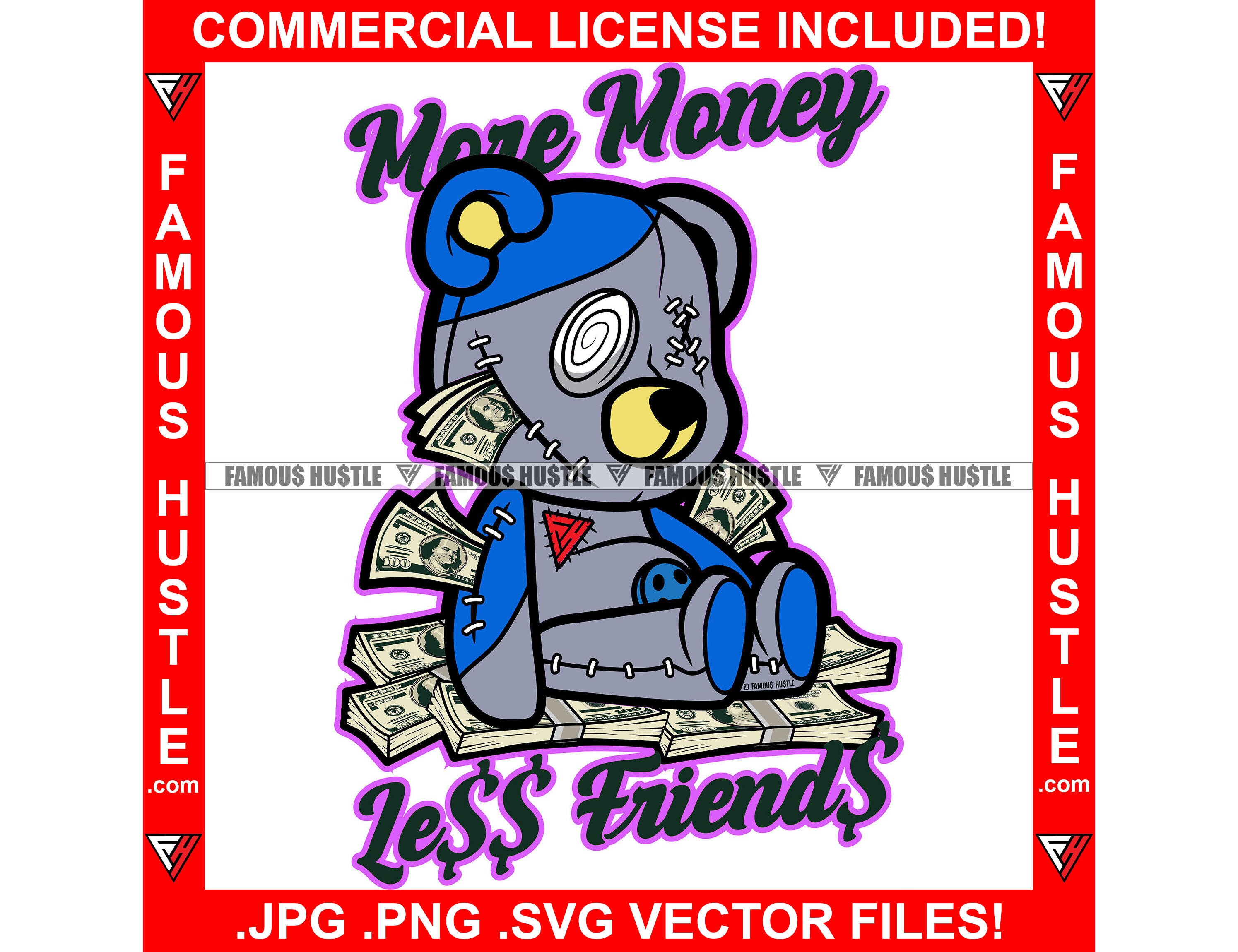 More Money Less Friends Gangster Teddy Bear Scar Face Toy Torn Broken ...