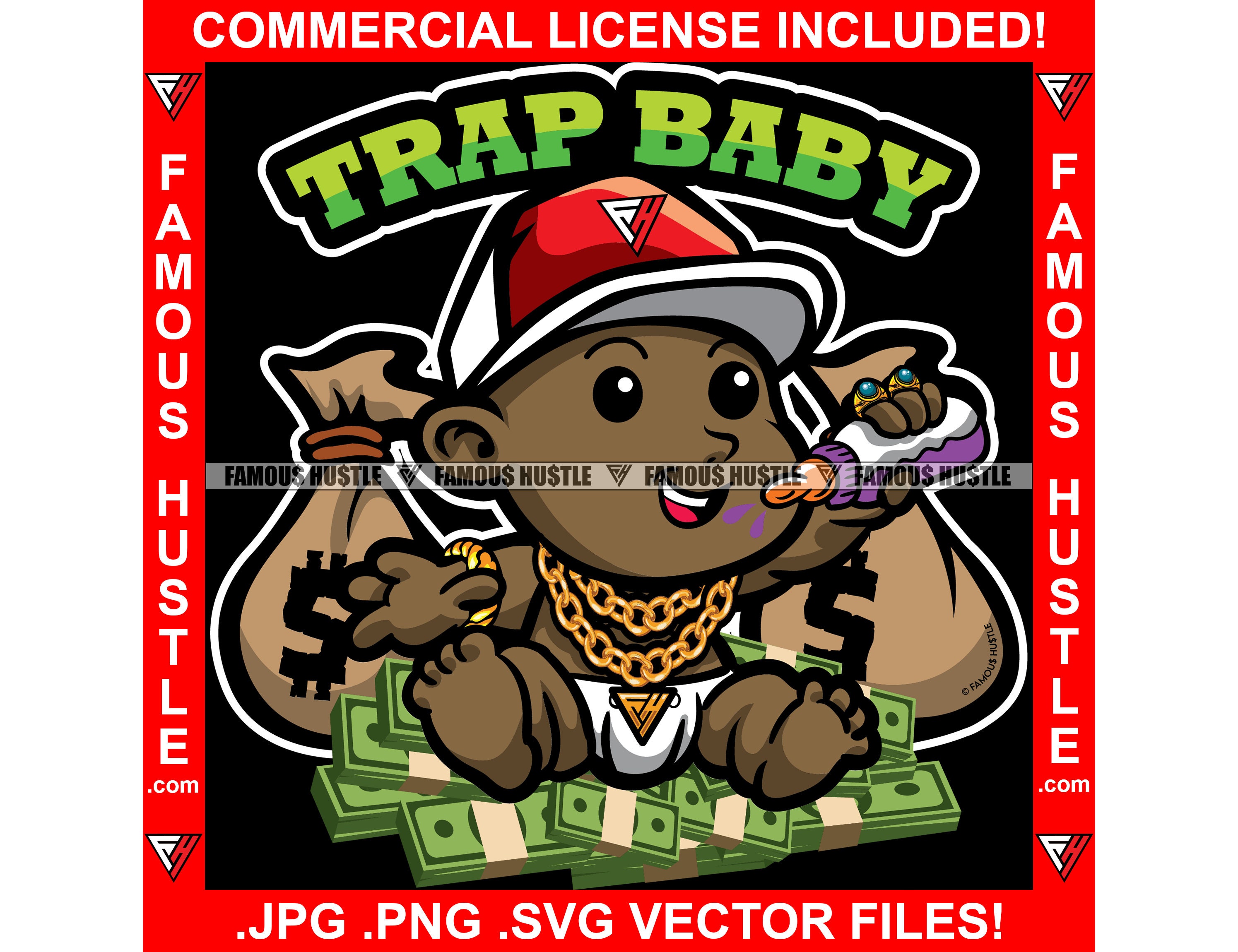 Trap Baby Gangster Gold Necklace Cash Money Bag Lean Purple | Etsy