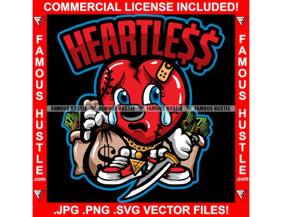 Heartless Gangster Heart Cartoon Character Tattoo Money Bag - Etsy