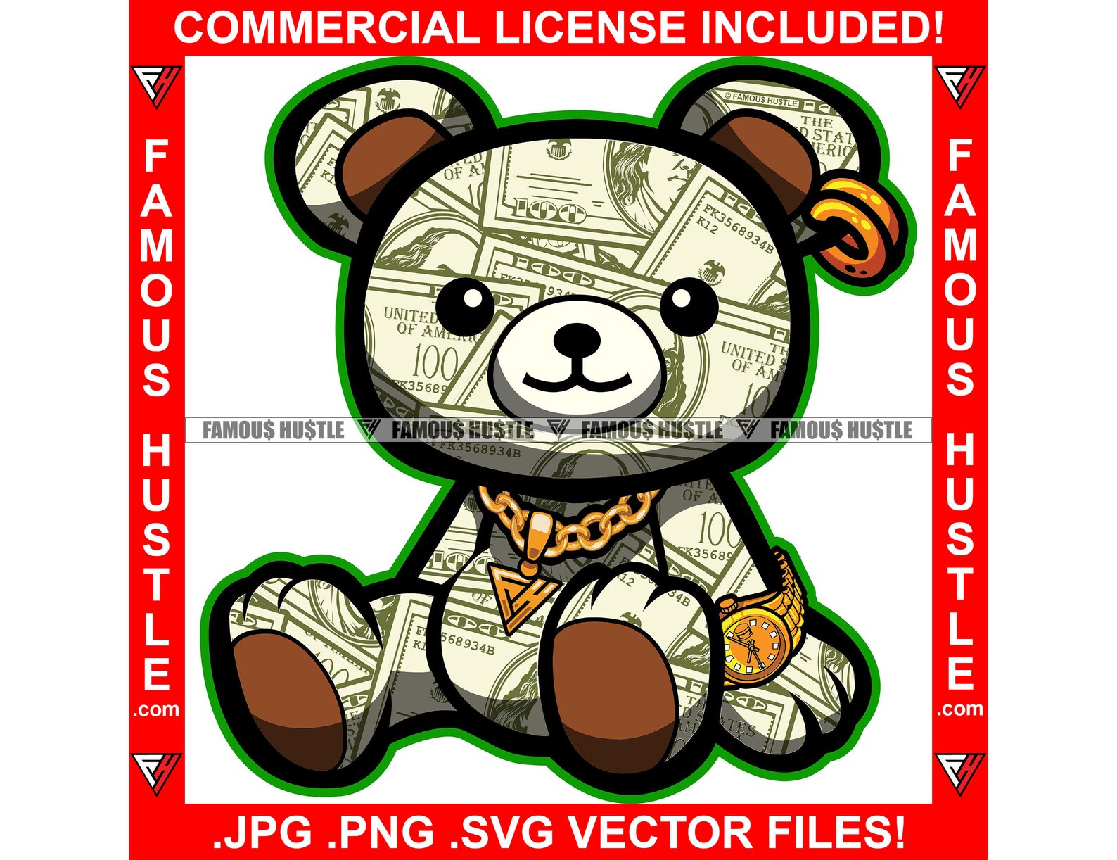 Super Cute Famous Hustle Teddy Bear Made From Cash Dollar 100 - Etsy