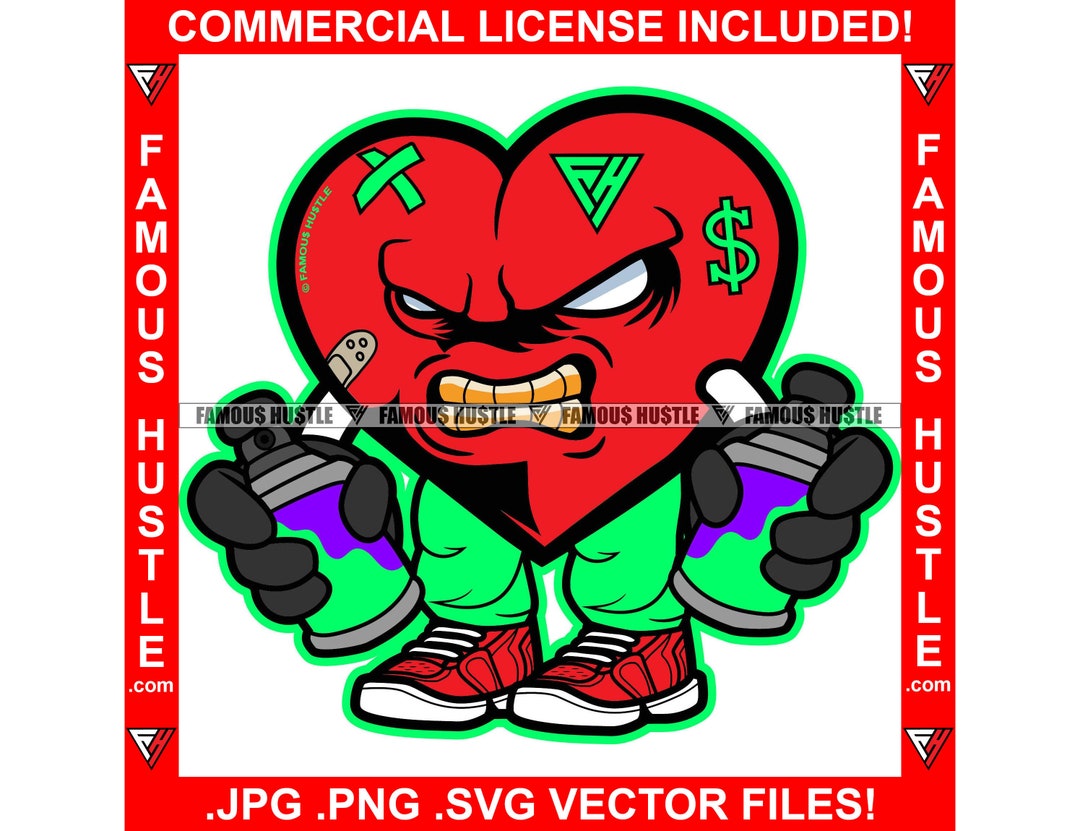 Gangster Heart Gold Teeth Spray Paint Can Graffiti Street Artist Hustle ...