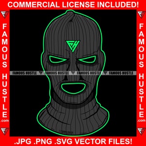 Gangster Ski Mask Glowing Green Slime Eye Street Savage Trap Plug Hood ...