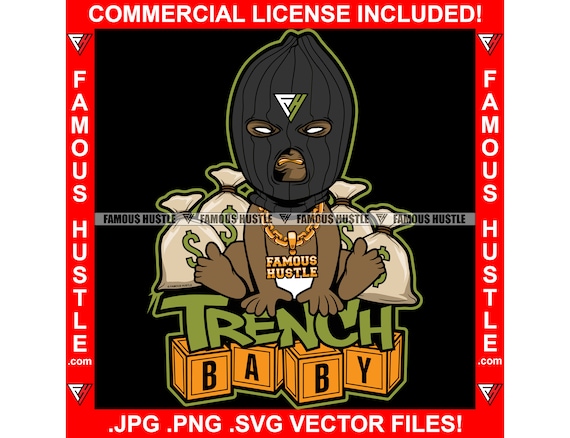 Trench Baby Gangster Ski Mask Gold Teeth Necklace Money Bag - Etsy