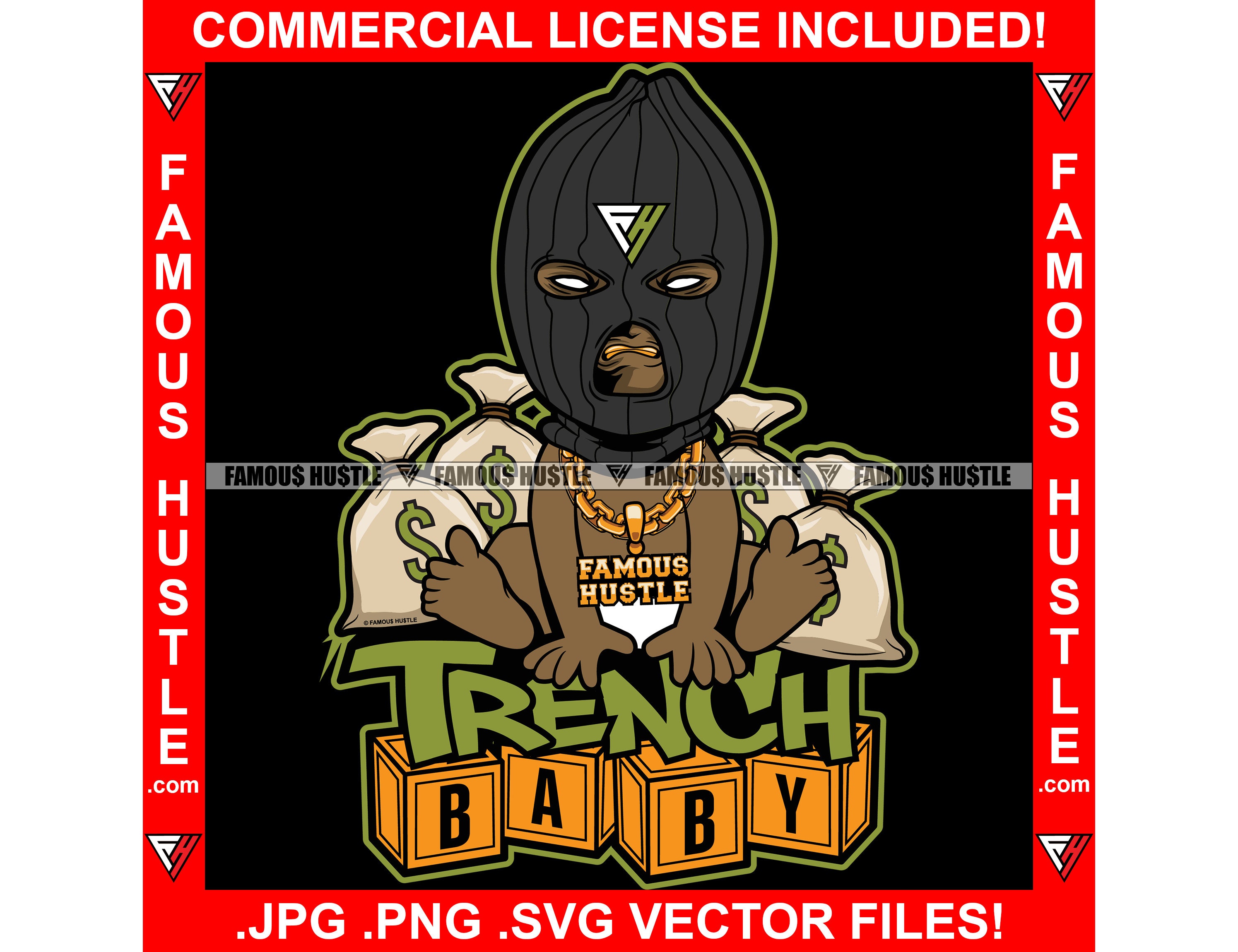 Trench Baby Wearing Gangster Ski Mask Gold Teeth Necklace - Etsy