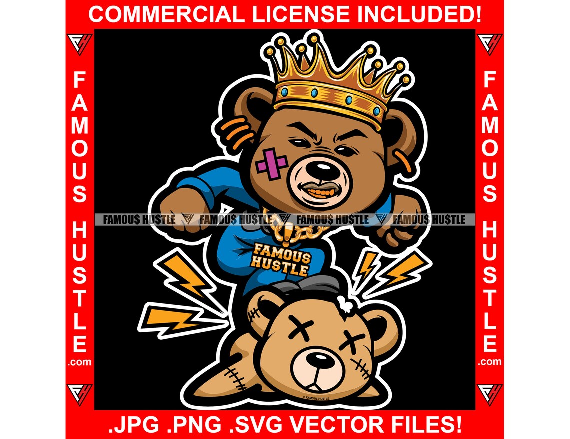 Gangster Teddy Bear King Gold Teeth Necklace Beating up | Etsy