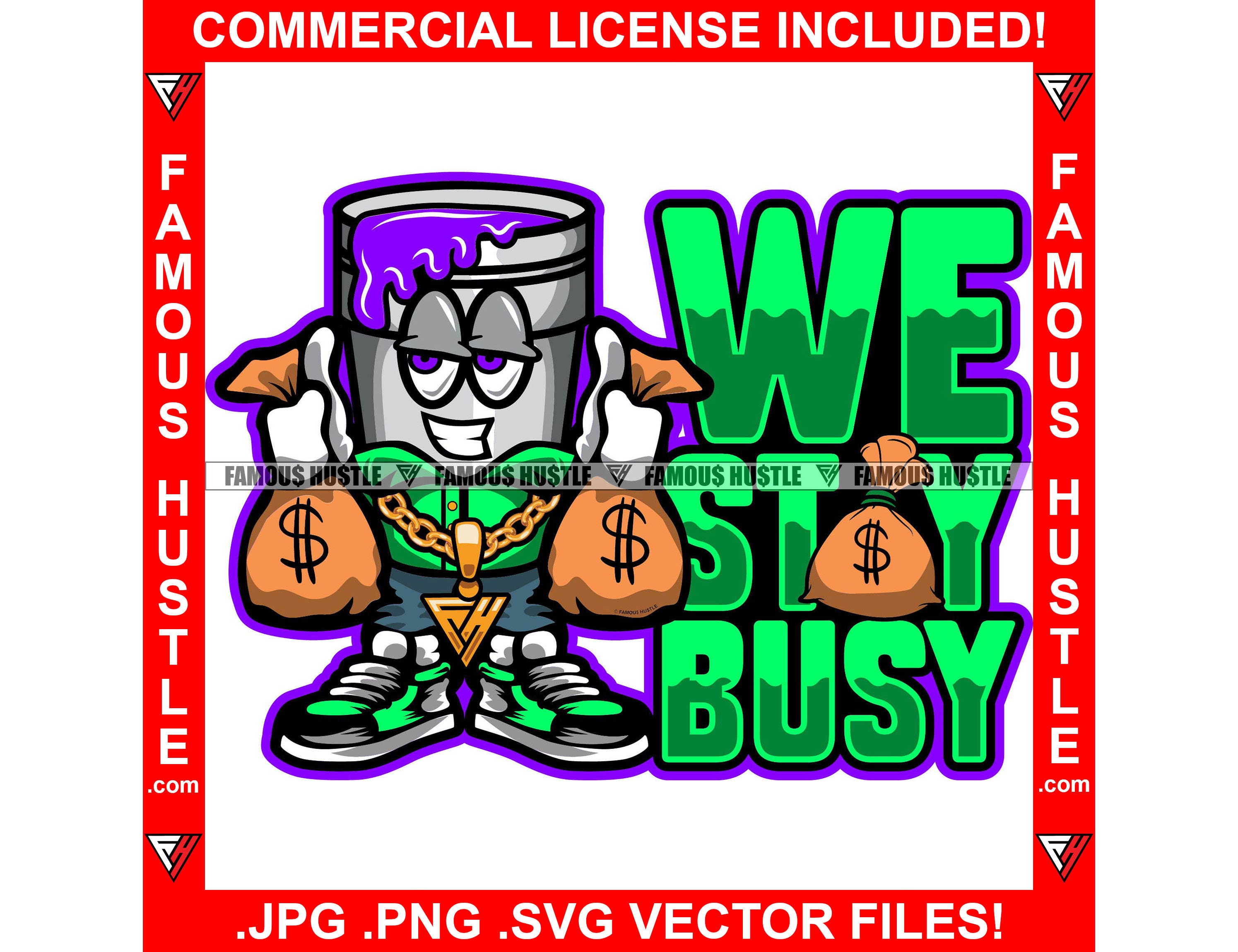 We Stay Busy Lean Purple Drip Drink Cup Cartoon Character Gold - Etsy